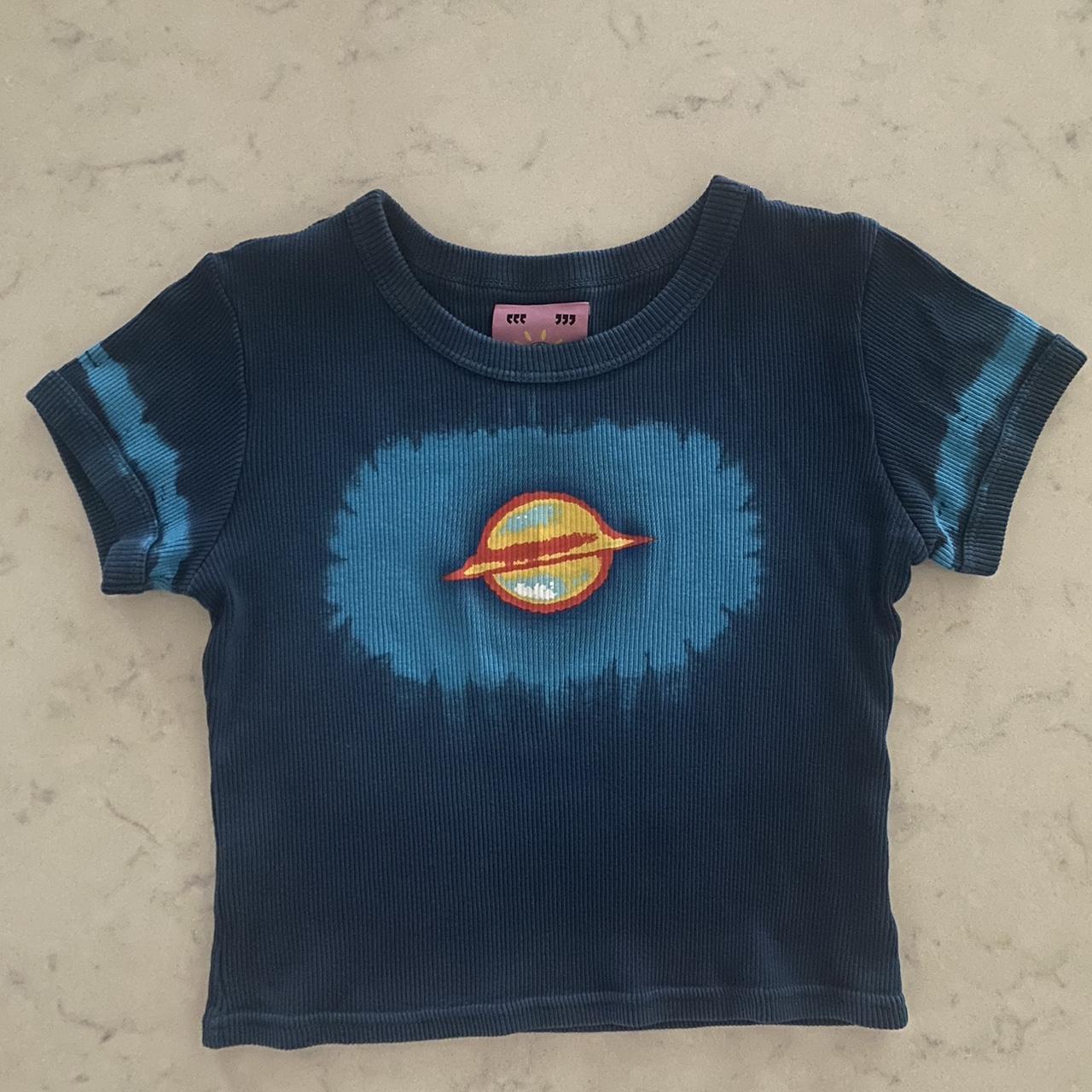 Unif blue tie dye saturn baby tee #unif #babytee - Depop