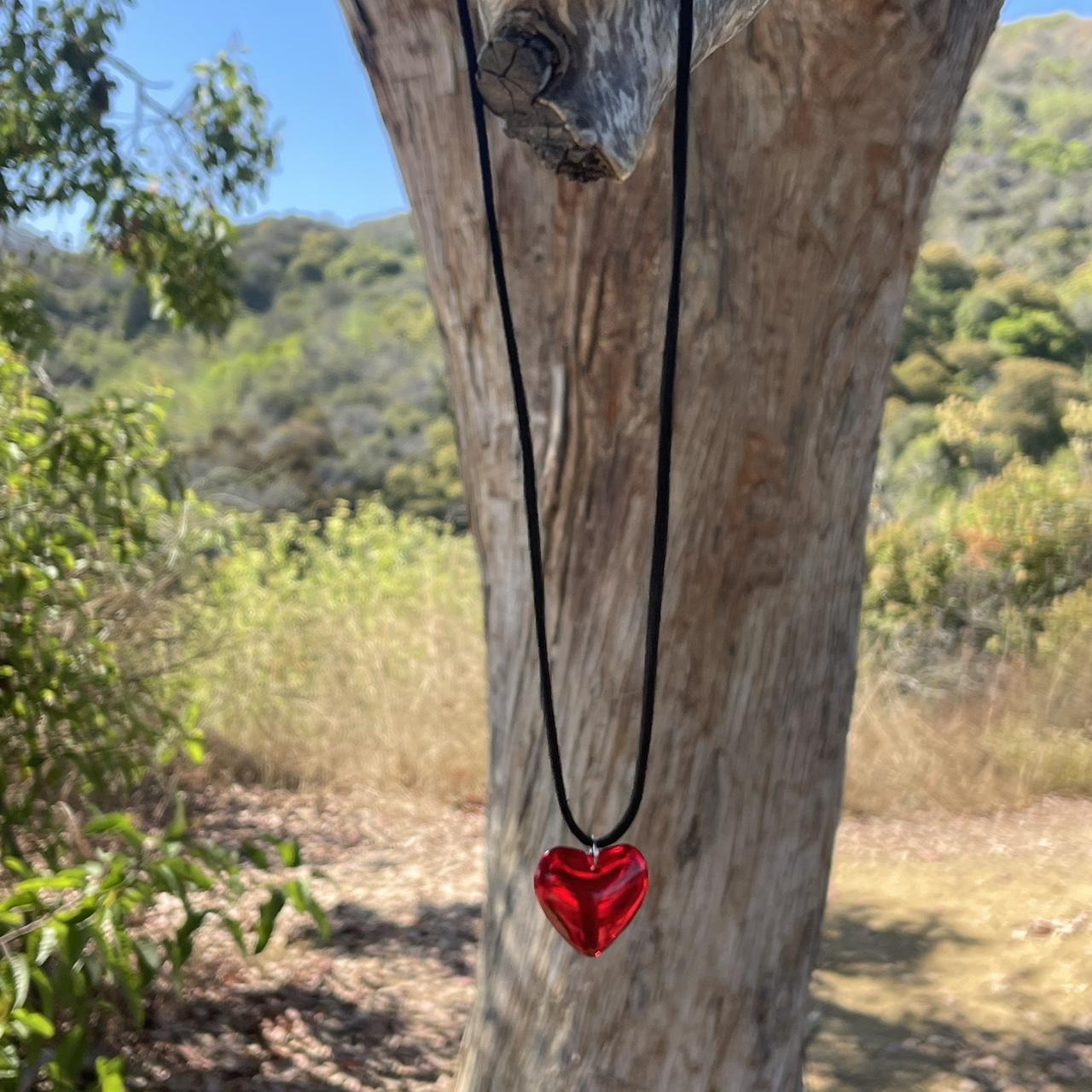 Heart rope necklace. Red pendant. All accessories... - Depop