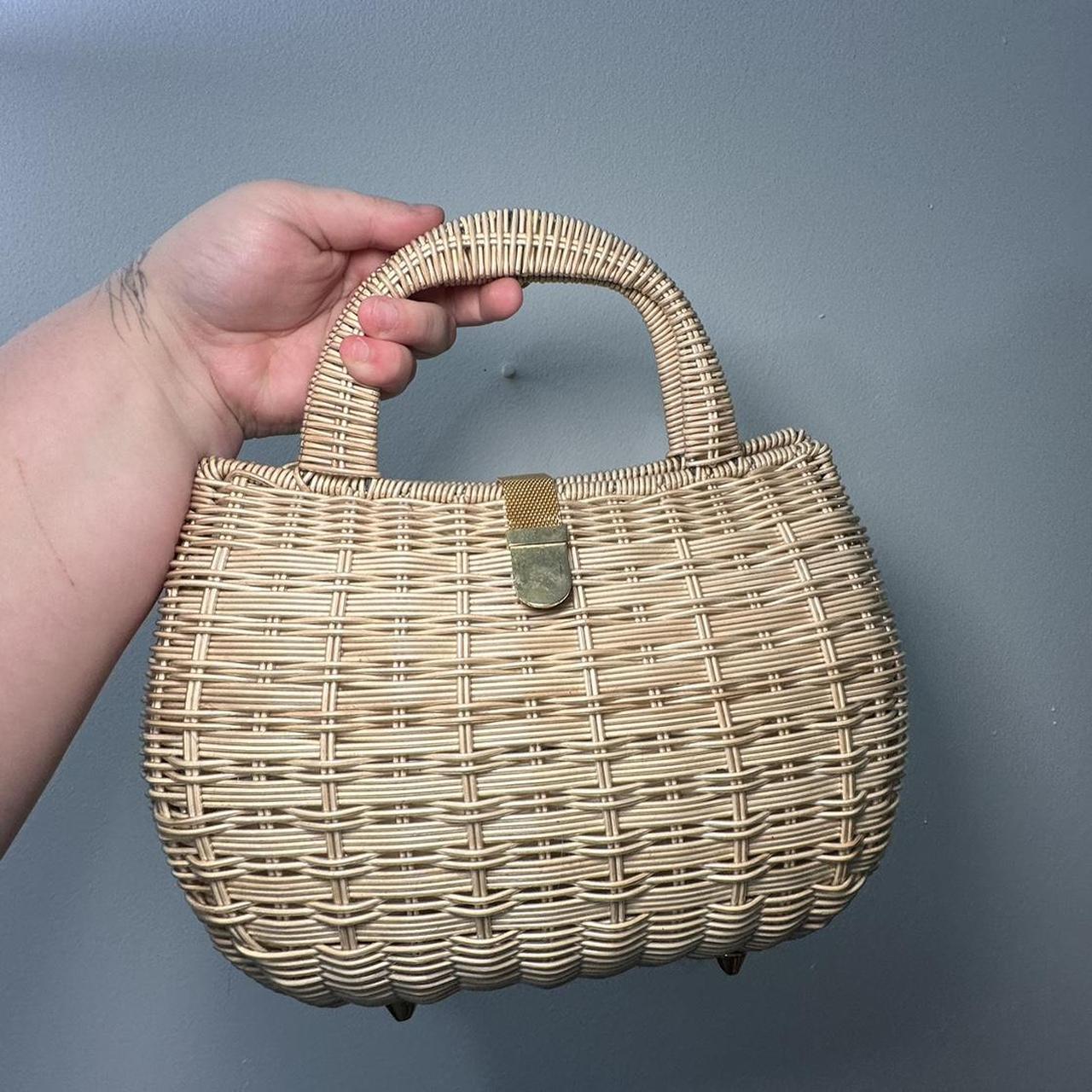 tan EMP ORR wicker purse with gold hardware unknown... - Depop