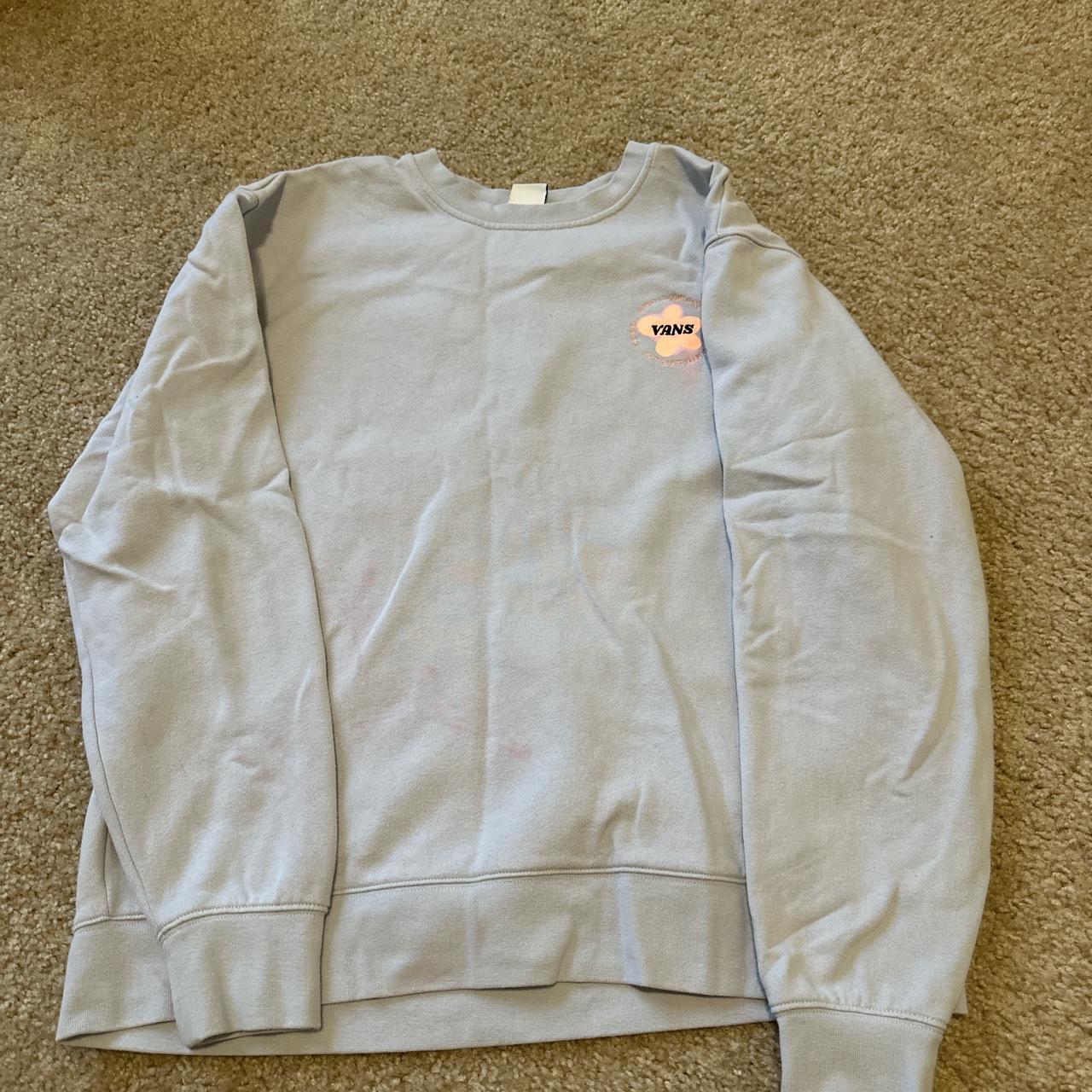 Women’s- Vans flower sweatshirt periwinkle and coral... - Depop