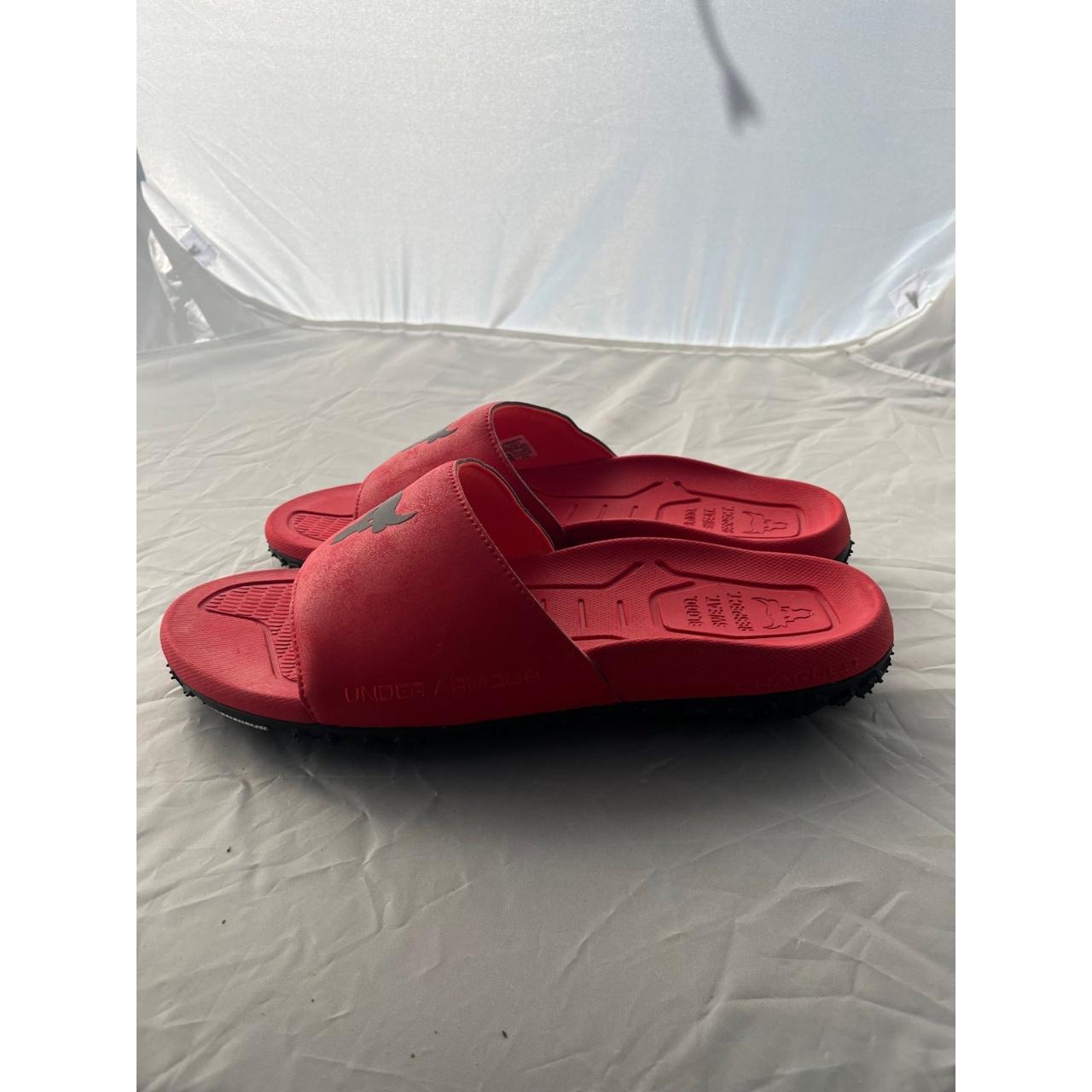 Under Armour Project Rock slides 'red' size 11... - Depop
