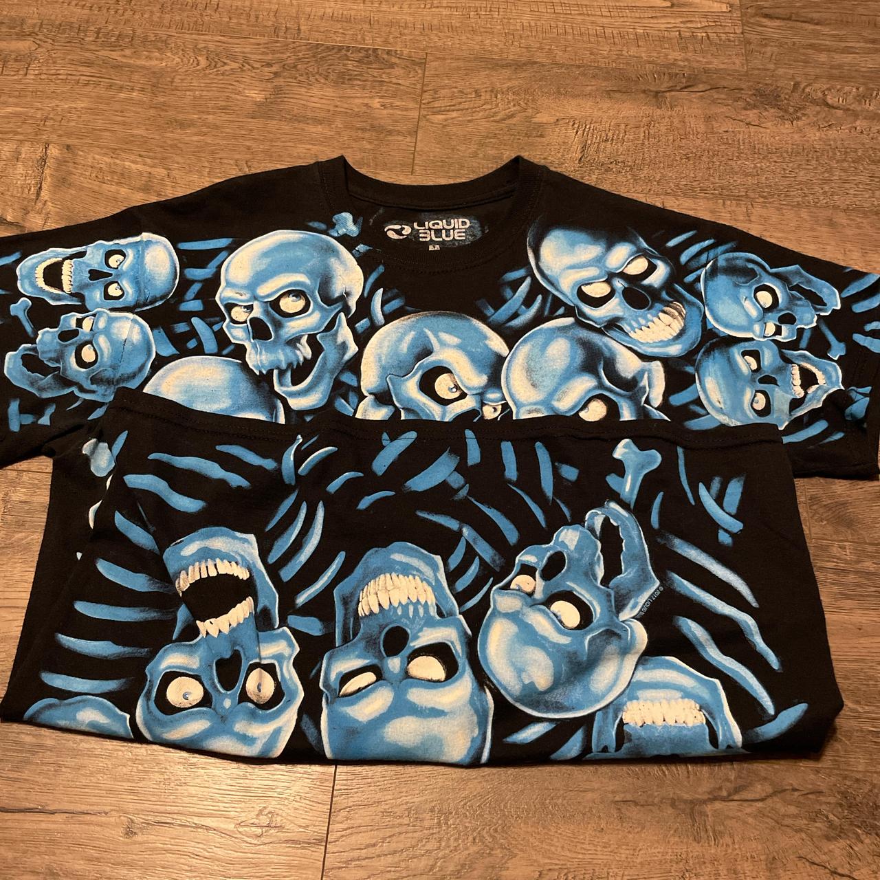liquid blue skull shirt blue and black liquid blue,... | Depop