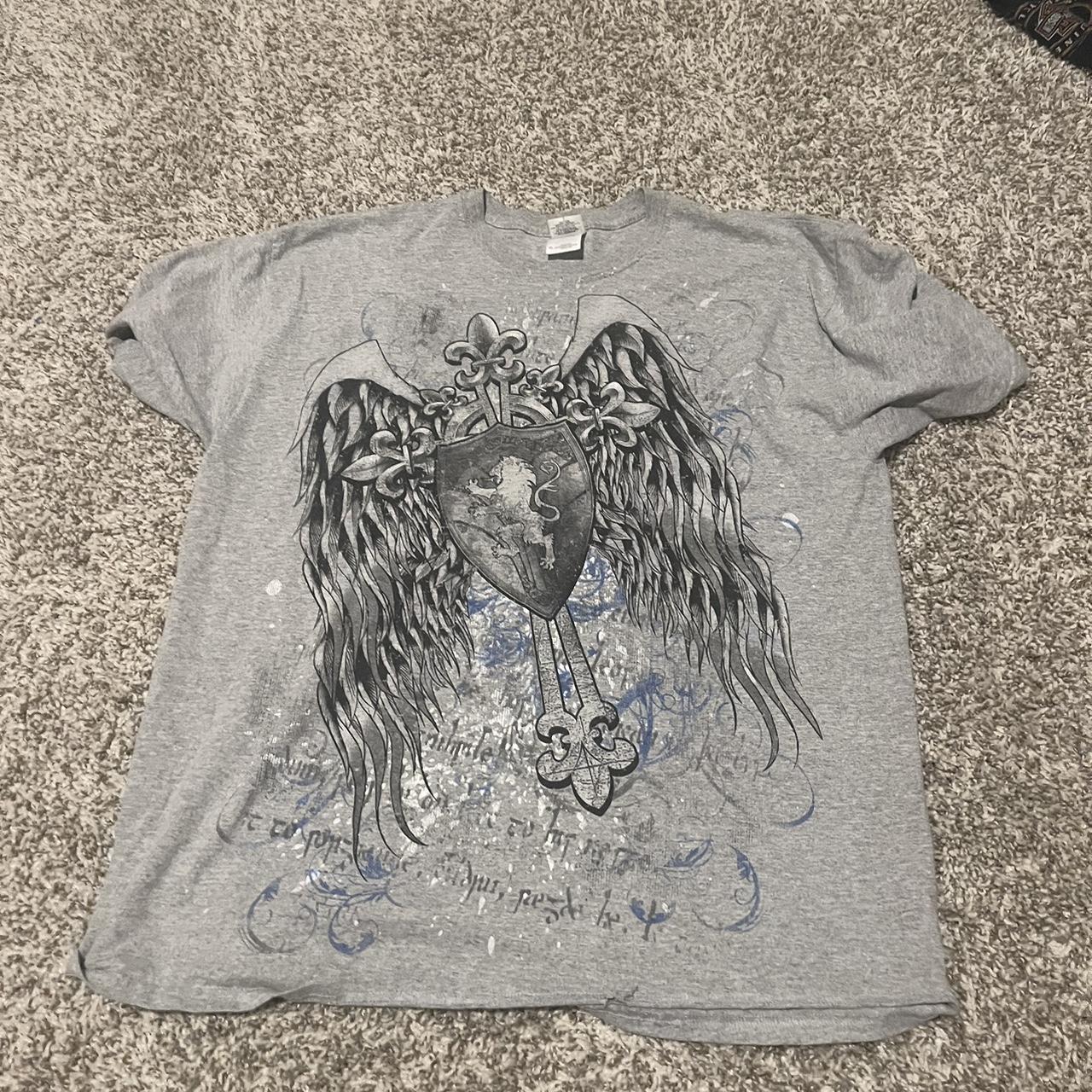 y2k gray skater shirt - Depop