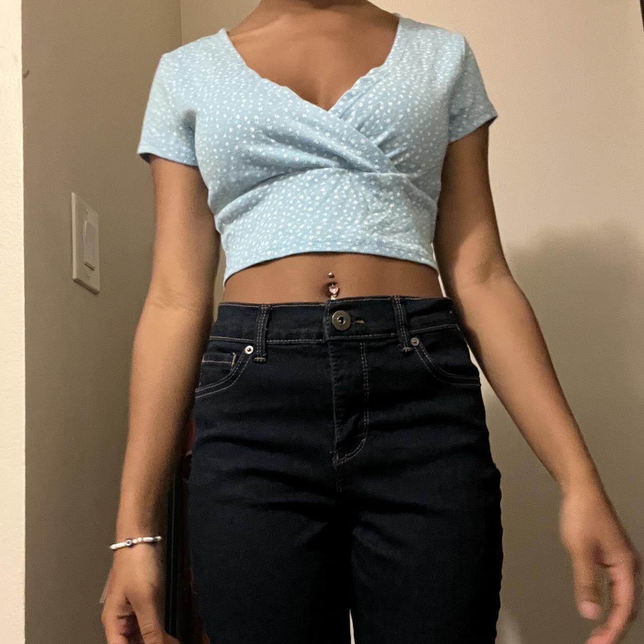This is a light blue cute crop top for the summer... - Depop