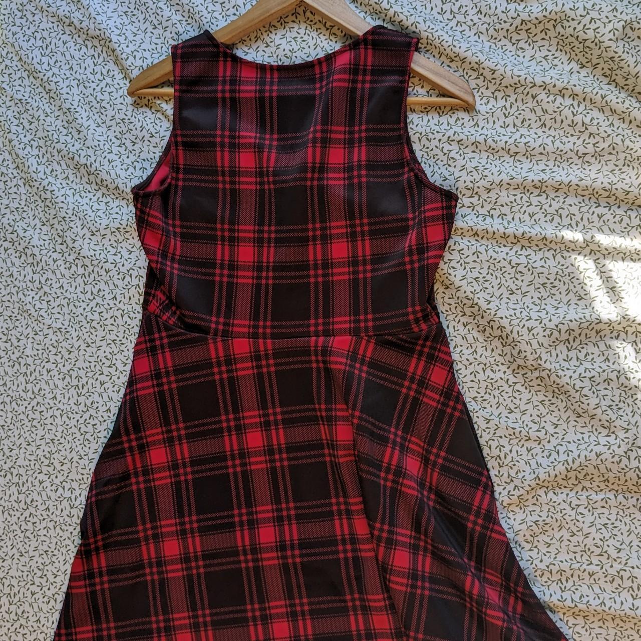 Hot topic red & black plaid dress - Size M Lightly... - Depop
