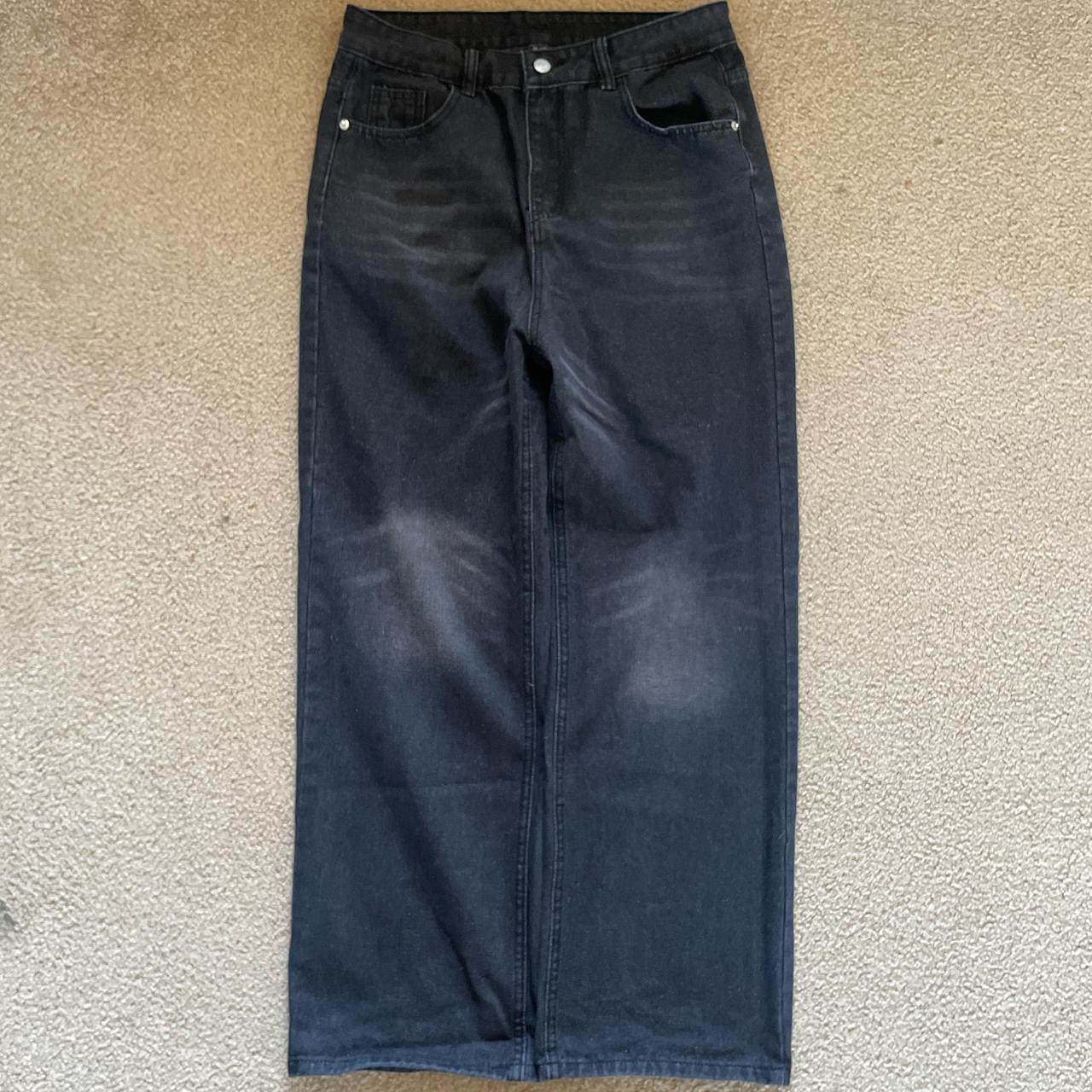 Faded stone washed black jeans Great condition Size... - Depop