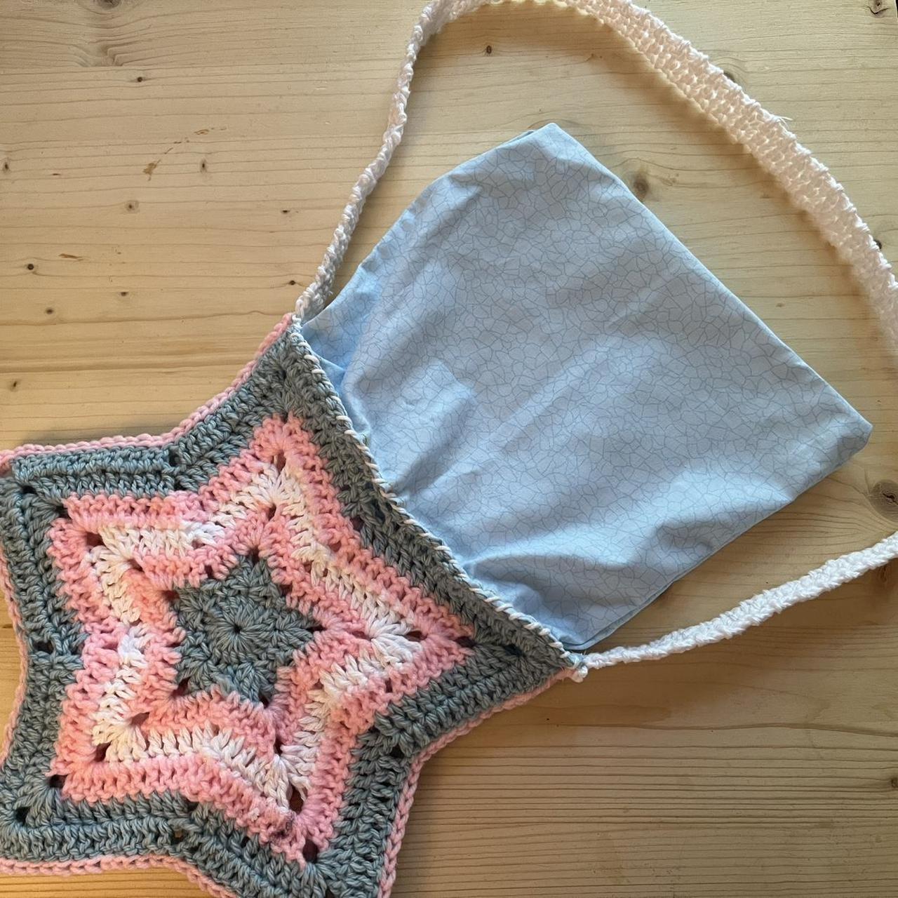 Pastel crochet trans flag inspired star bag. Made... | Depop