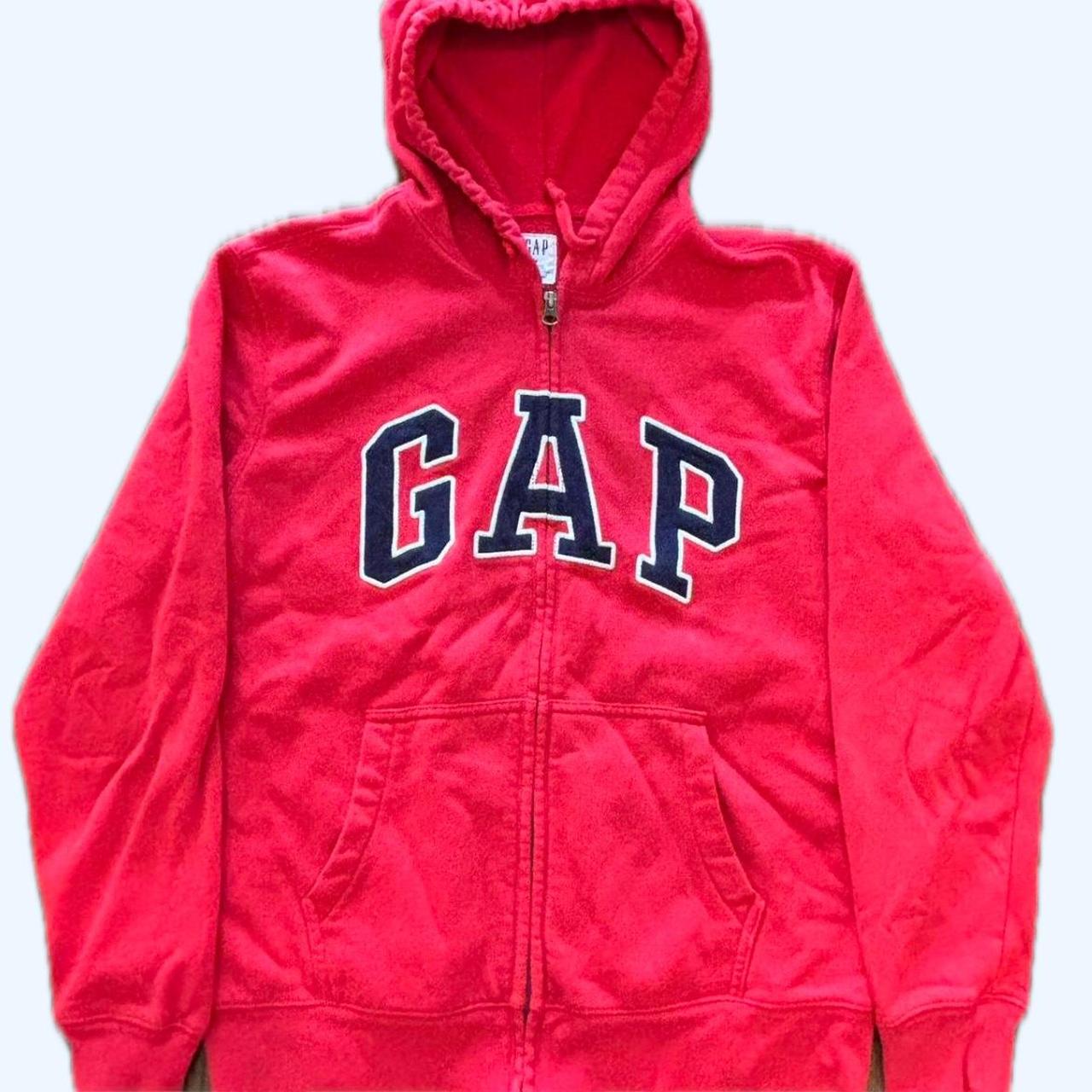 oversized gap red zip up size L, cutest comfy... - Depop