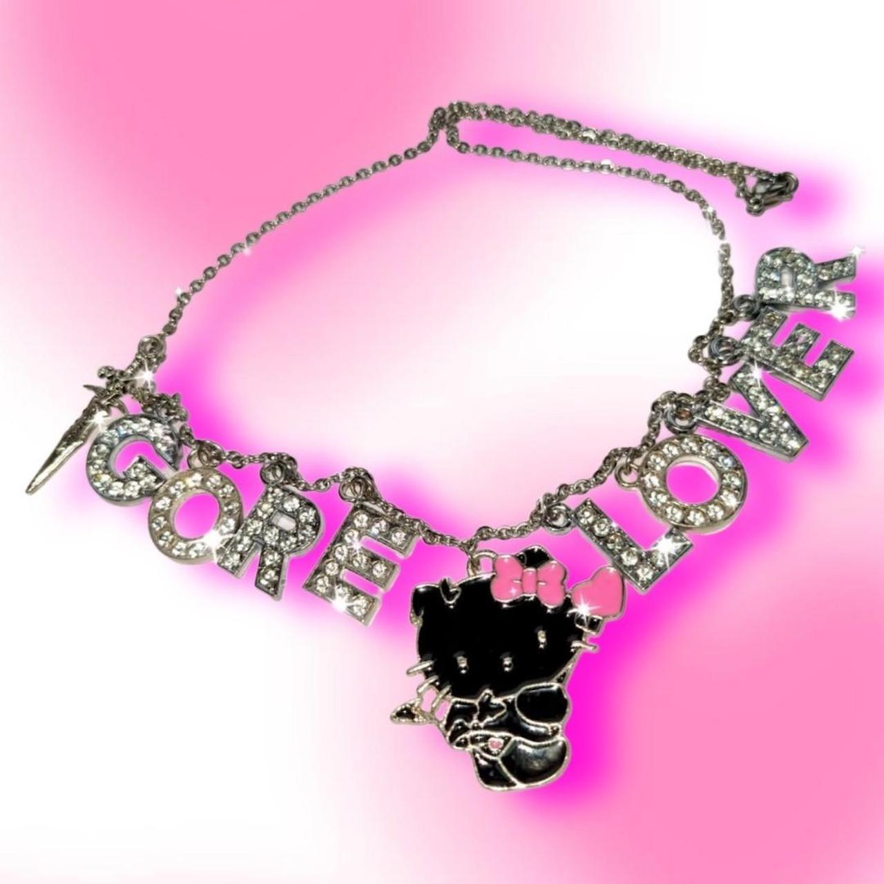 HELLO KITTY GORE LOVER NECKLACE 2mm Stainless Steel... - Depop