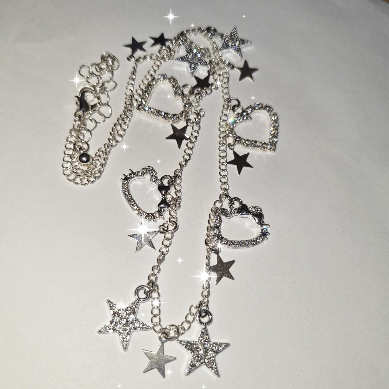 HELLO KITTY CRYSTAL NECKLACE XO Lobster Clasp... - Depop