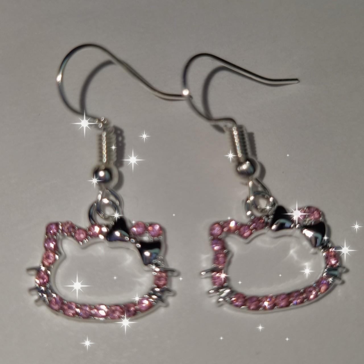 ♡HELLO KITTY CRYSTAL EARRINGS♡ Length of earring... - Depop