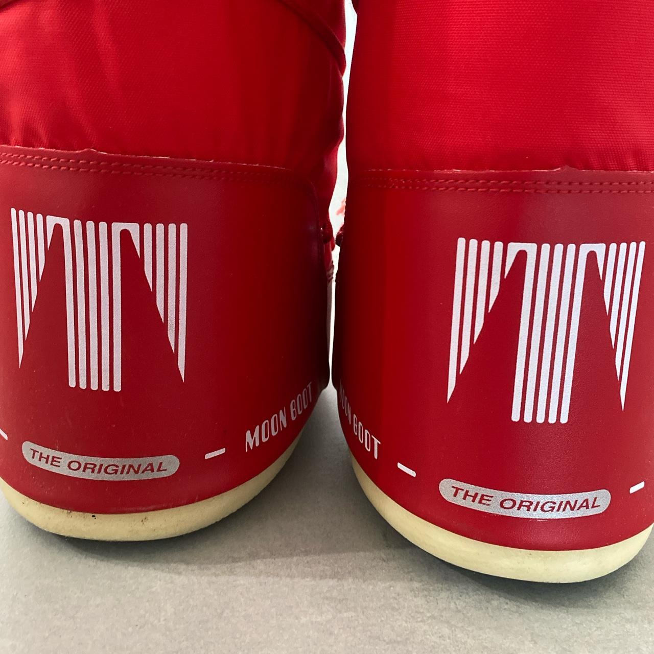 Moon Boot Women's Red and White Boots | Depop