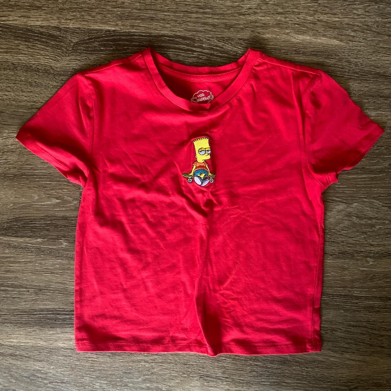 Simpsons Bart Skateboard Crop Top 13” Pit To Pit 17”... - Depop
