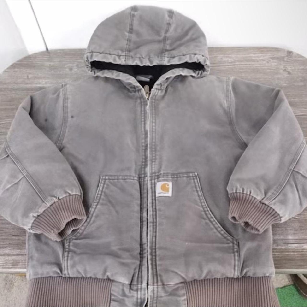 beautiful faded grey green carhartt workwear jacket... - Depop