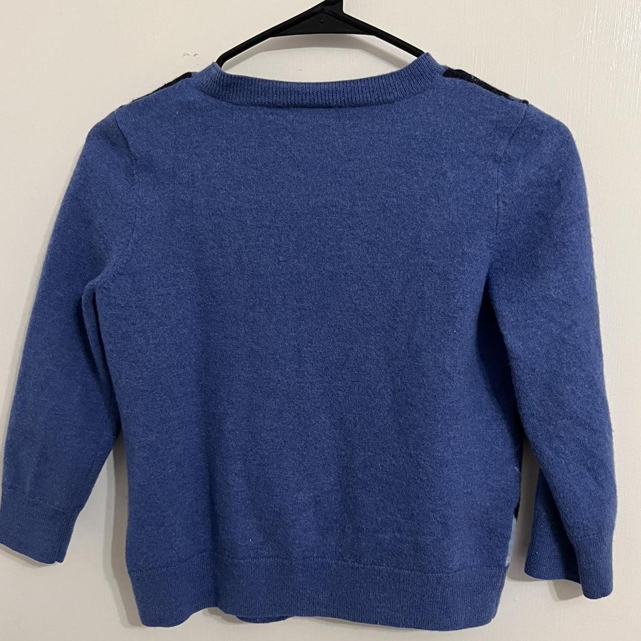 Blue, plaid sweater with gold buttons. Slightly... - Depop