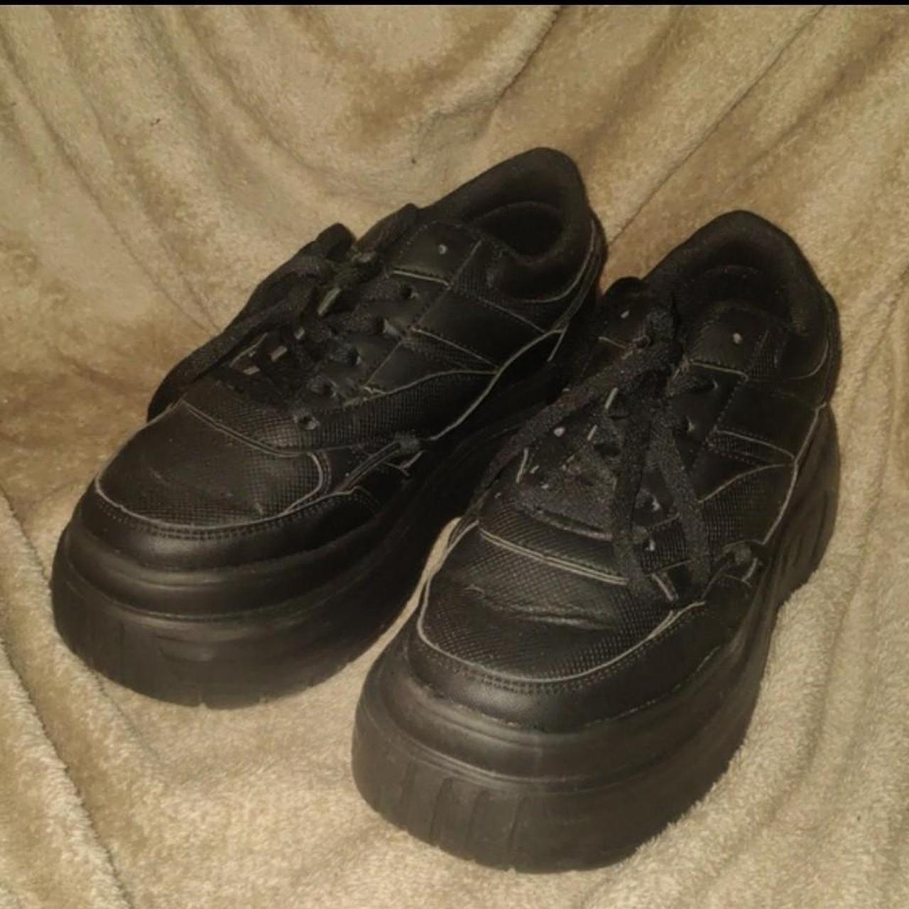 Shein Chunky Black Platform Sneakers - Depop