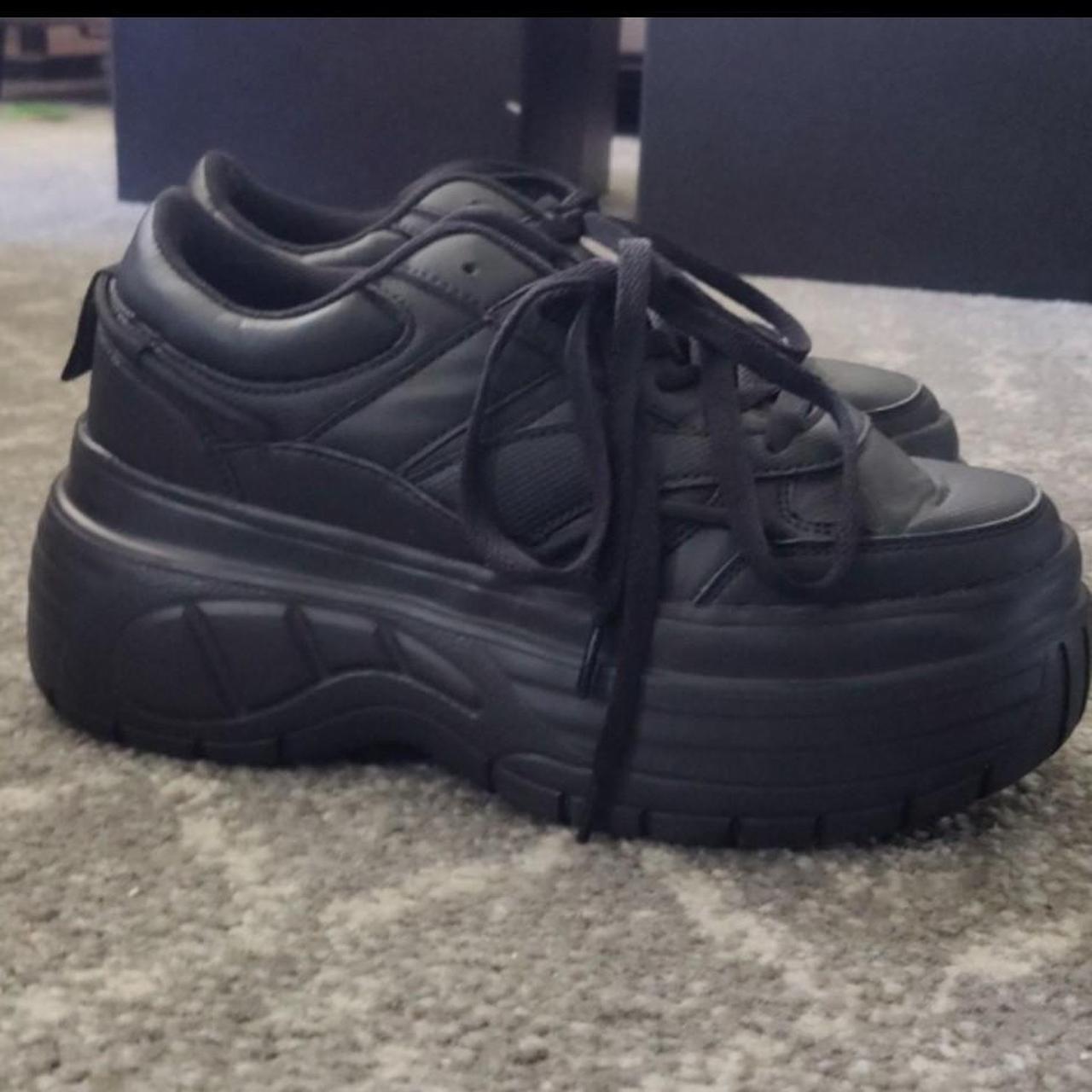 Shein Chunky Black Platform Sneakers - Depop