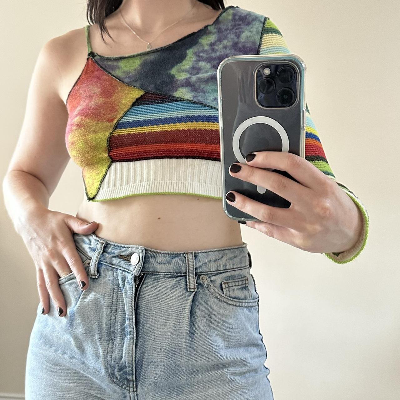 Jaded London Multicoloured One Sleeve Knit Crop... - Depop