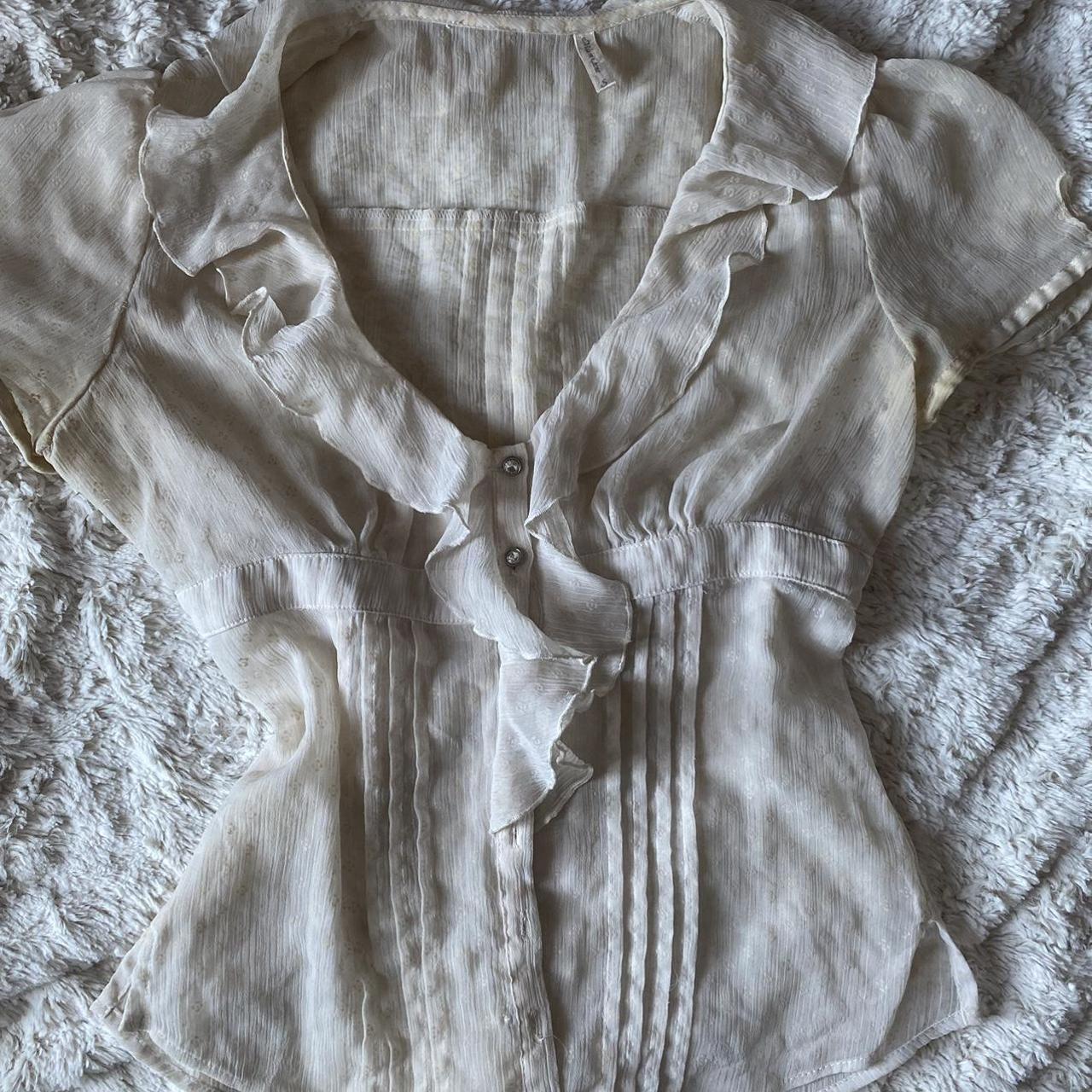 dainty cream colored shirt -cute and vintage -size... - Depop