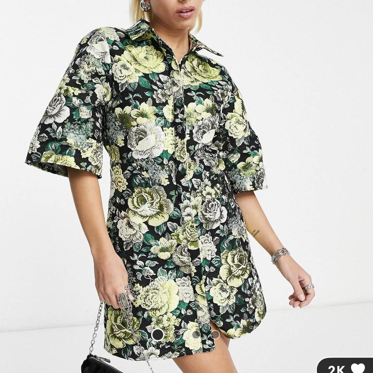 Asos design metallic jacquard kimono sleeve shirt... - Depop