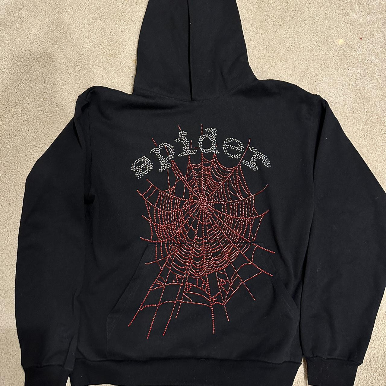 Sp5der rhinestone hoodie size L idk why last two... - Depop
