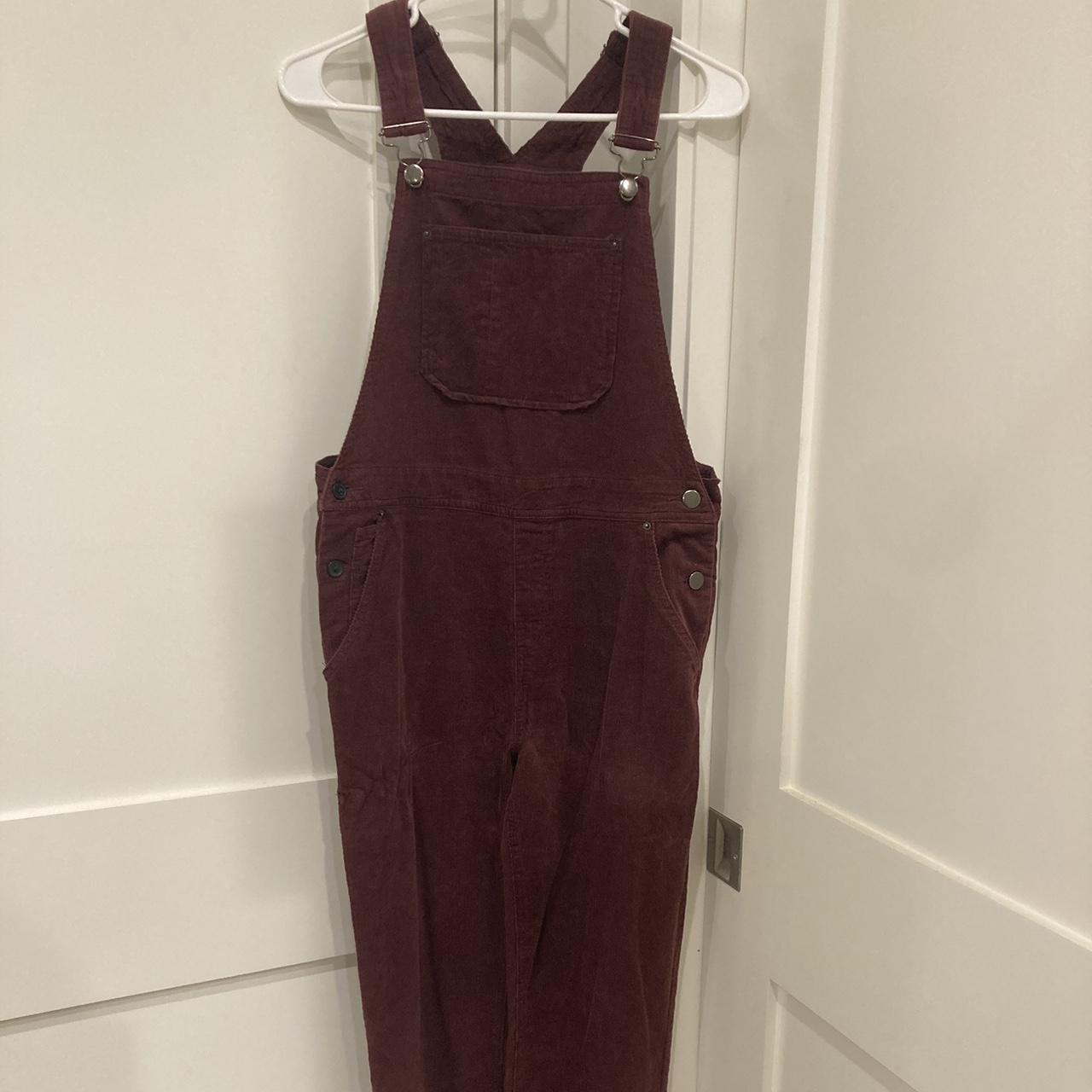 burgundy overalls size m worn once - Depop
