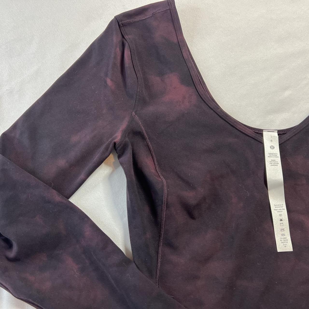 NWT Lululemon burgundy tie dye cropped long sleeve... | Depop