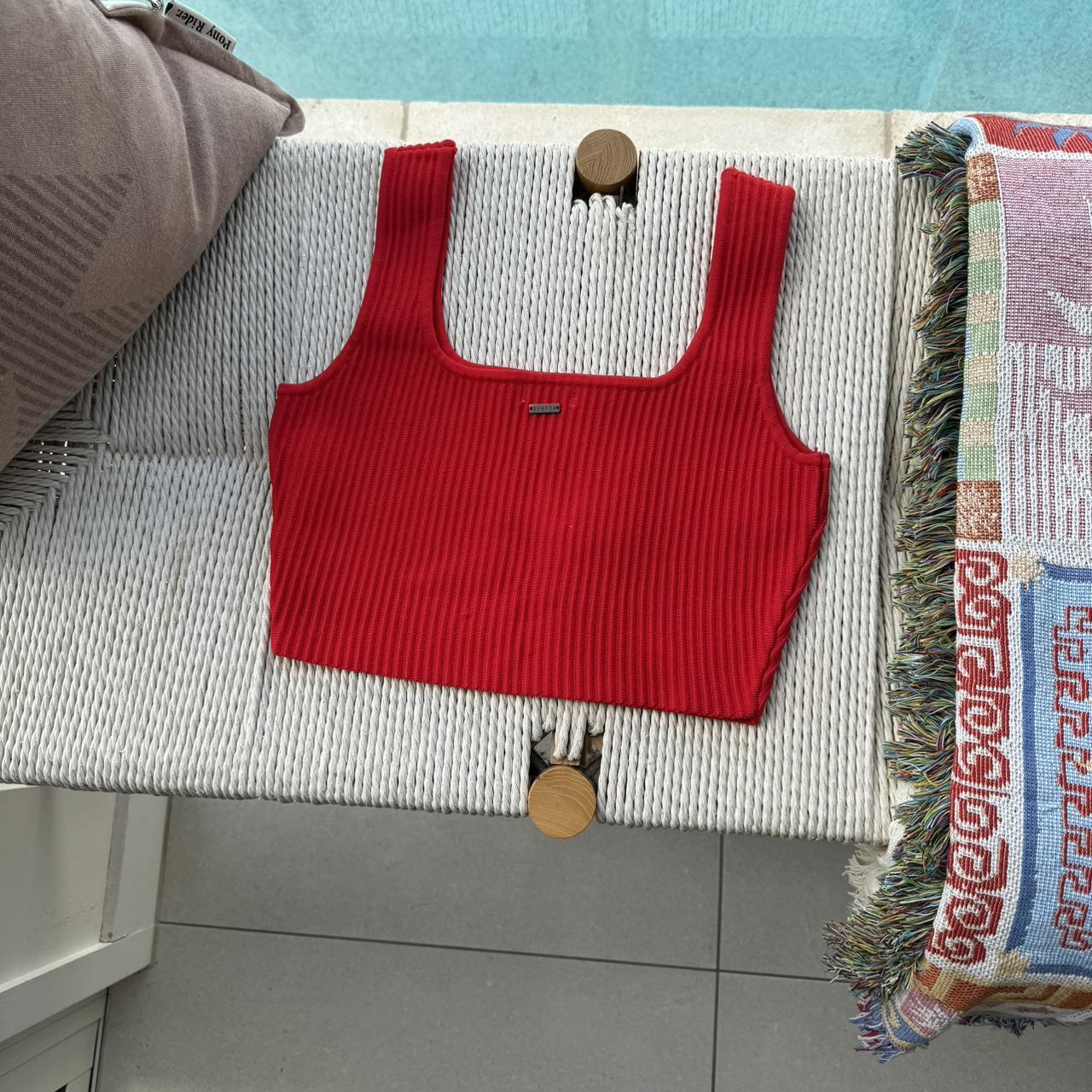 Ghanda red ripple cami size XS-S only worn a couple... - Depop