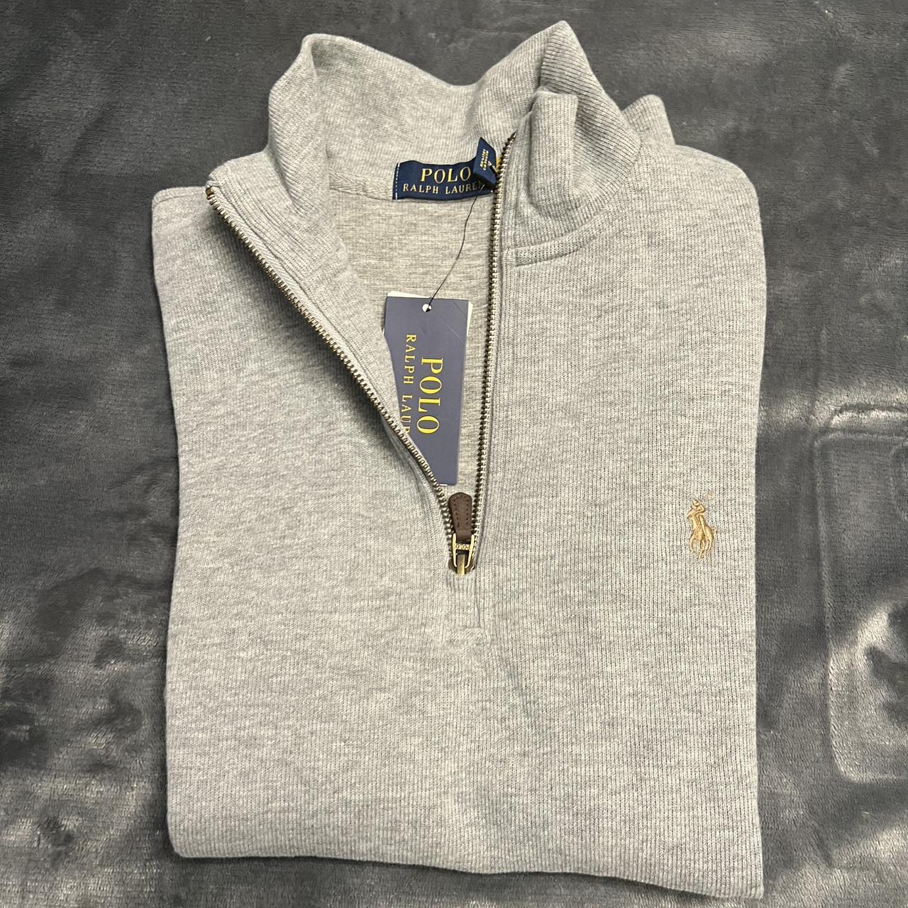 Grey Ralph Lauren quarter zip jumper - Depop