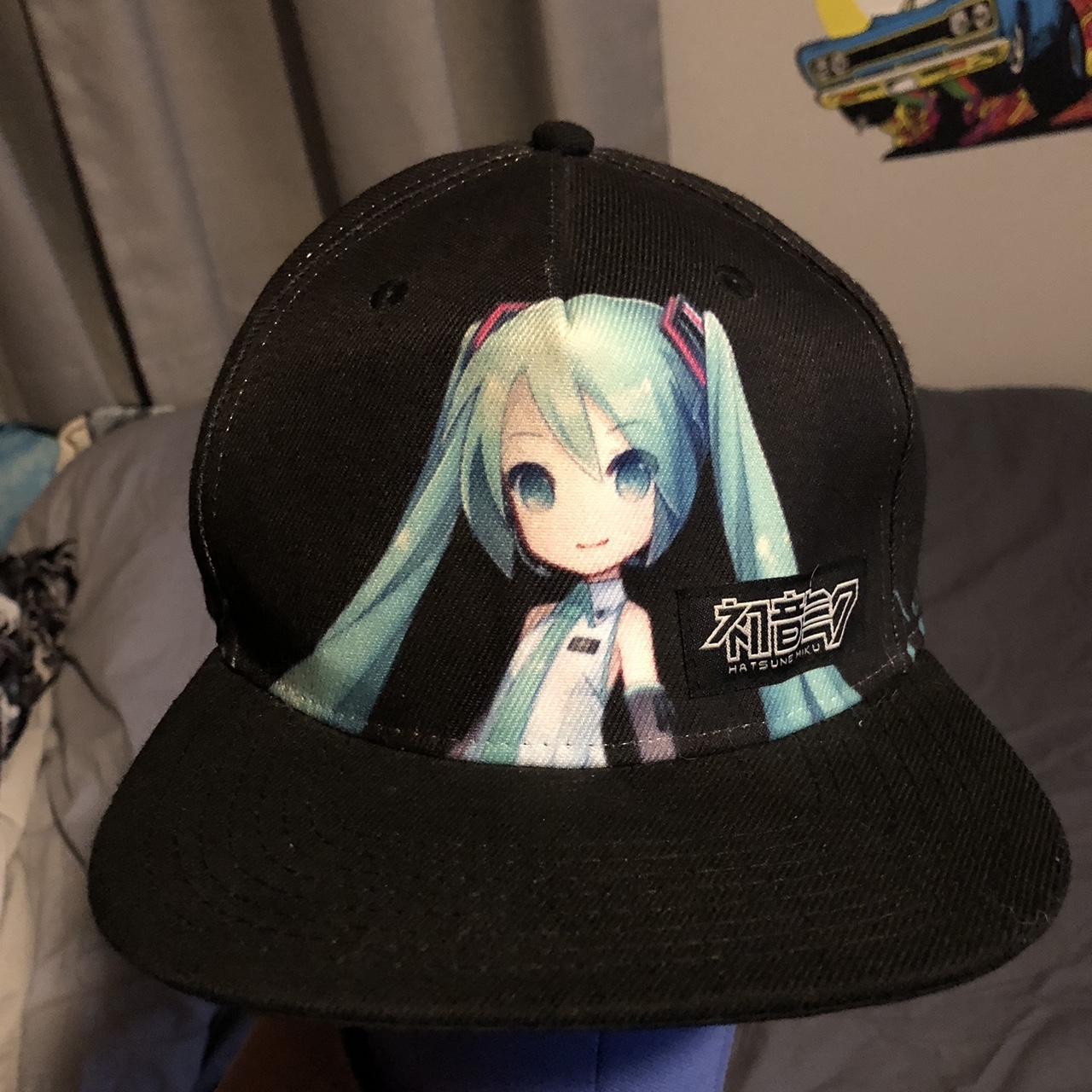 Hatsune Miku black and blue snapback hat #Vocaloid... - Depop