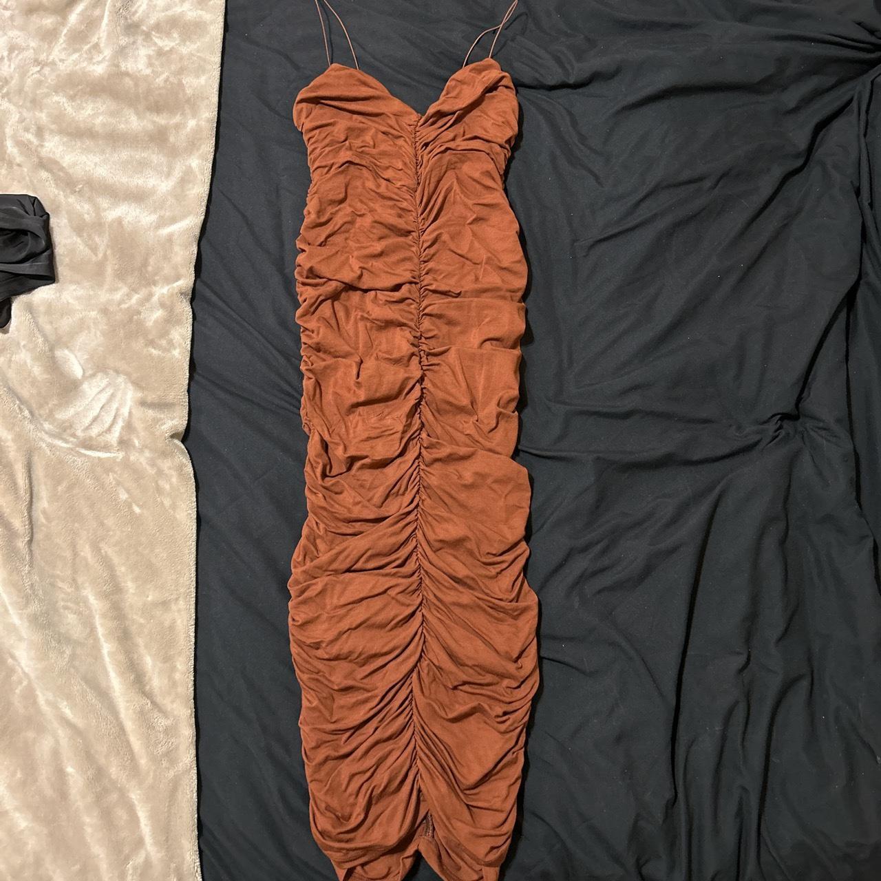 ASOS rouched brown bodycon maxi dress - Depop