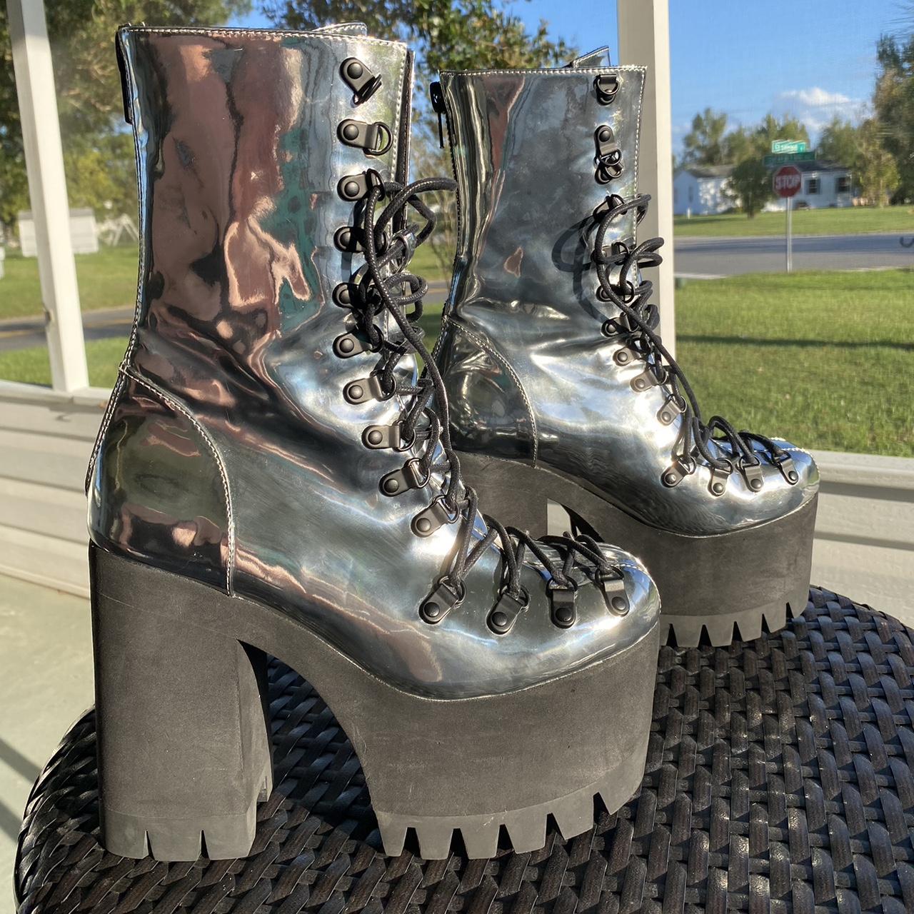 Club Exx Titanium Ice Platform Boots (Chrome) - Size... - Depop