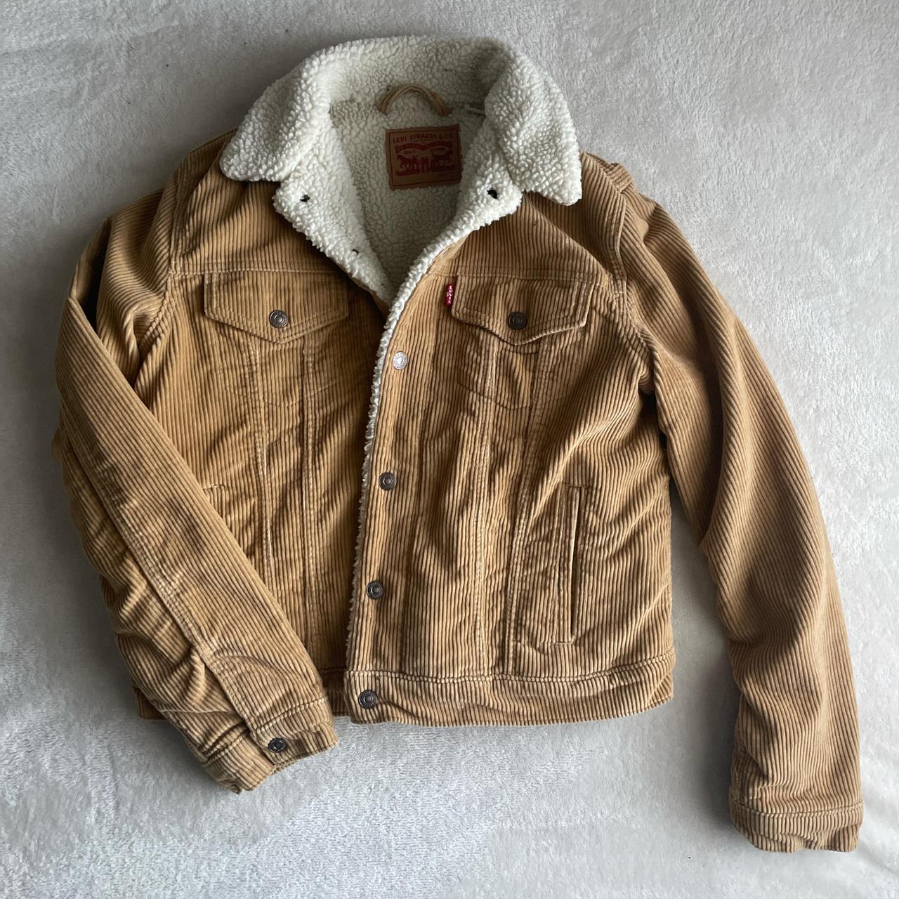 Levi Winter Corduroy Cropped Coat - Size: L - Ends... - Depop