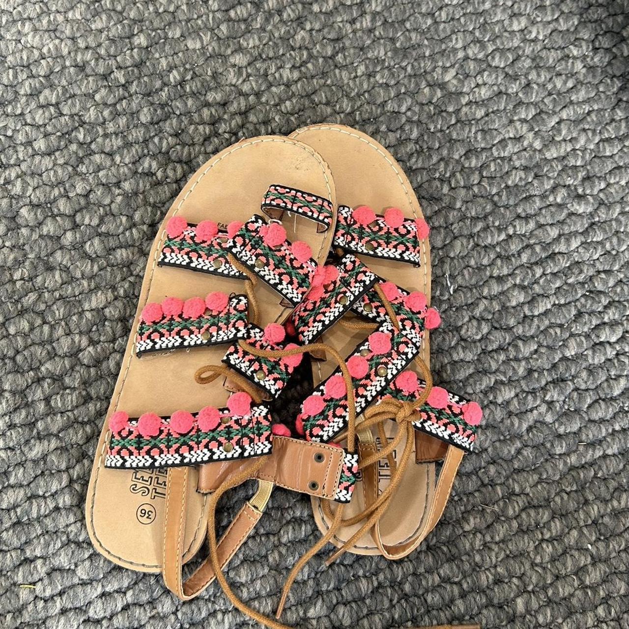 selling seed fluro sandals size 36 - Depop