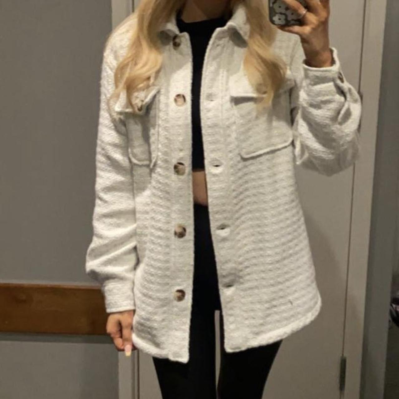 White shacket Worn a couple of times #shacket... - Depop