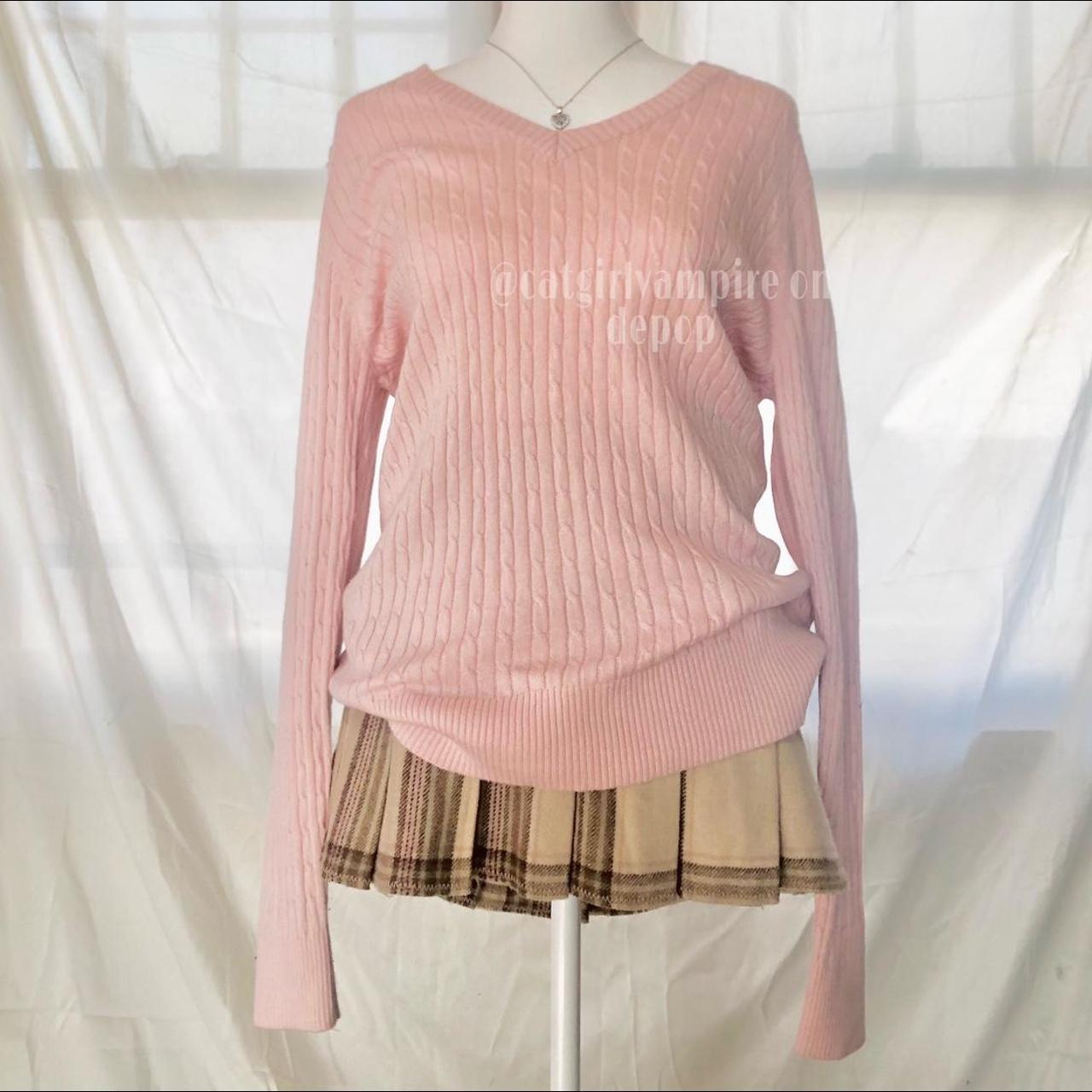 pink cable knit sweater MESSAGE BEFORE... - Depop