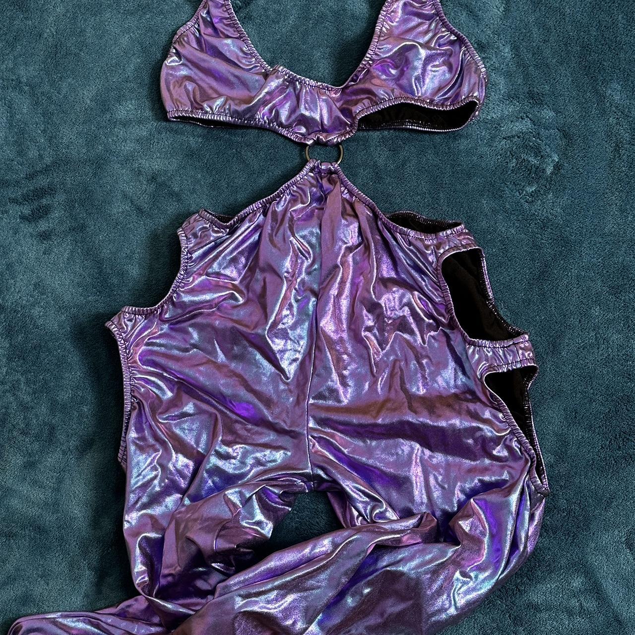 club exx cutout holographic metallic body suit!... - Depop