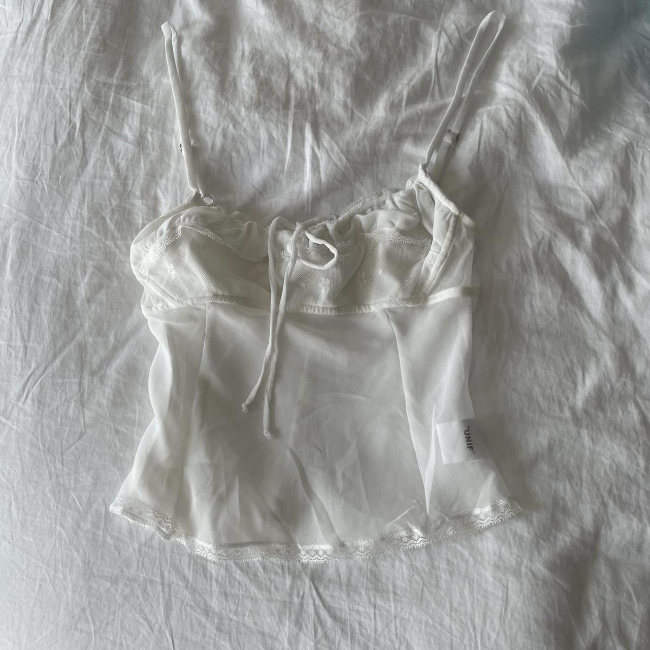 UNIF Women's White Crop-top | Depop
