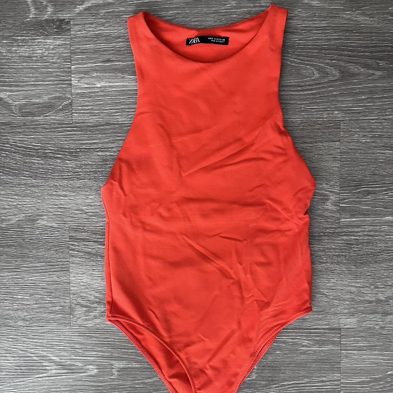 Women’s Zara Orange bodysuit. A tad pilling on the... - Depop