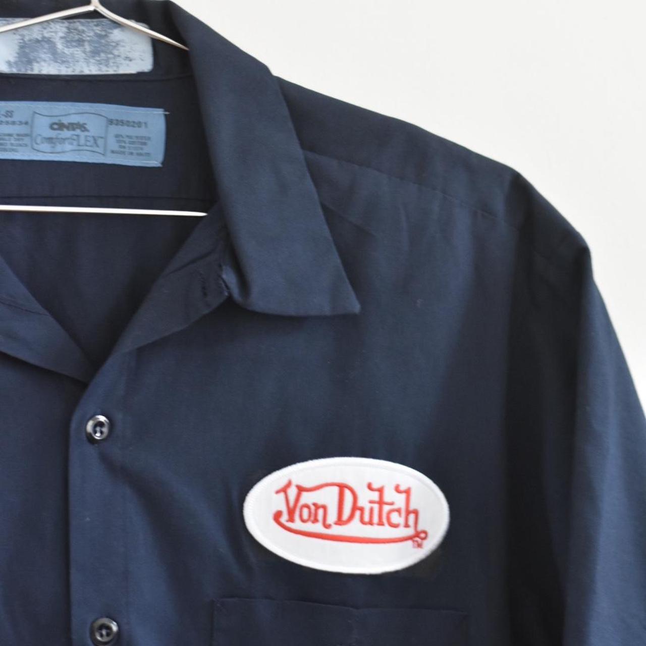 00s Von Dutch Patched Workwear Button Down #y2k... - Depop