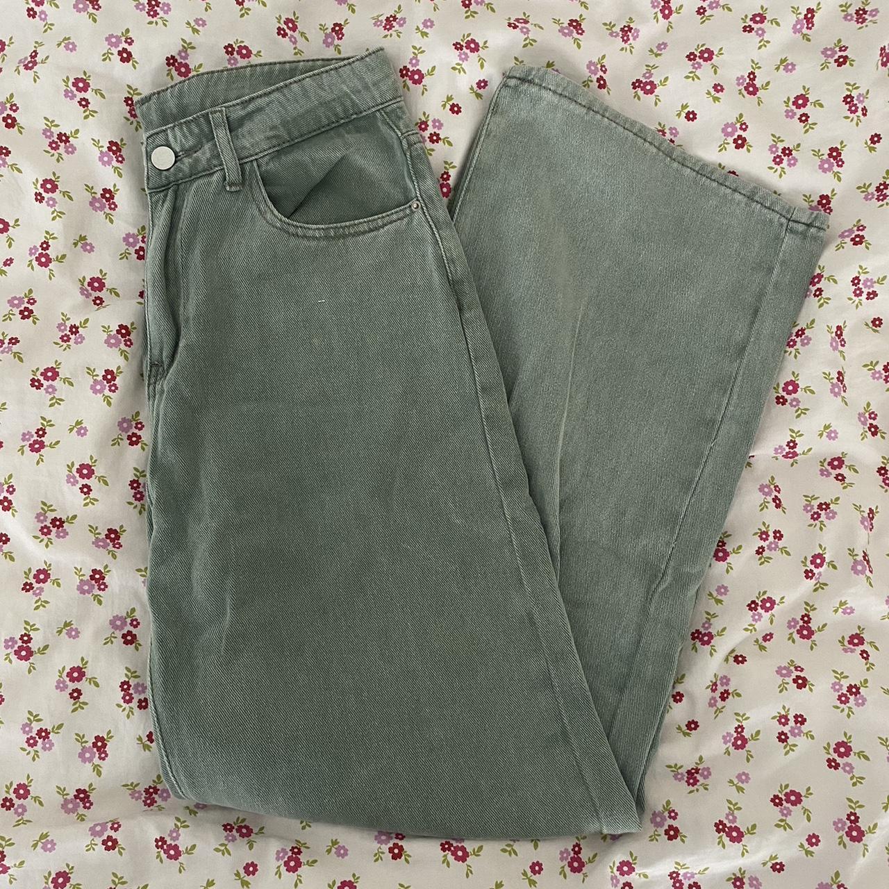 Moss green jeans Wide legged, super comfortable Size... - Depop