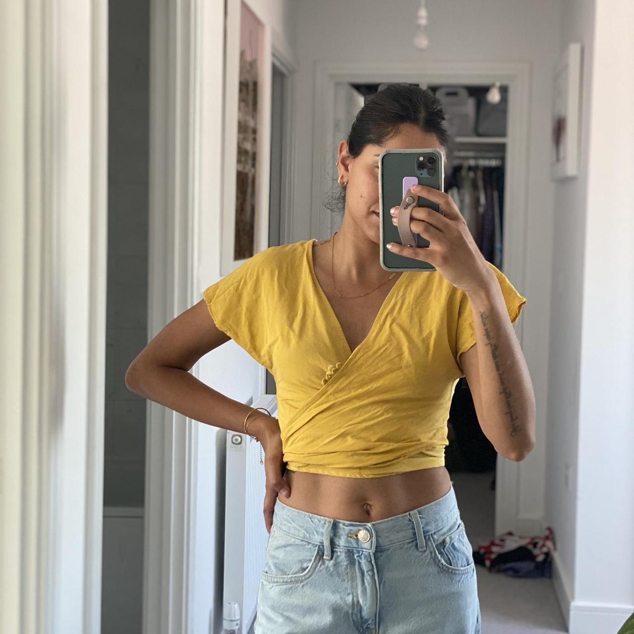 Yellow wrap top from Zara Perfect for holiday or a... - Depop