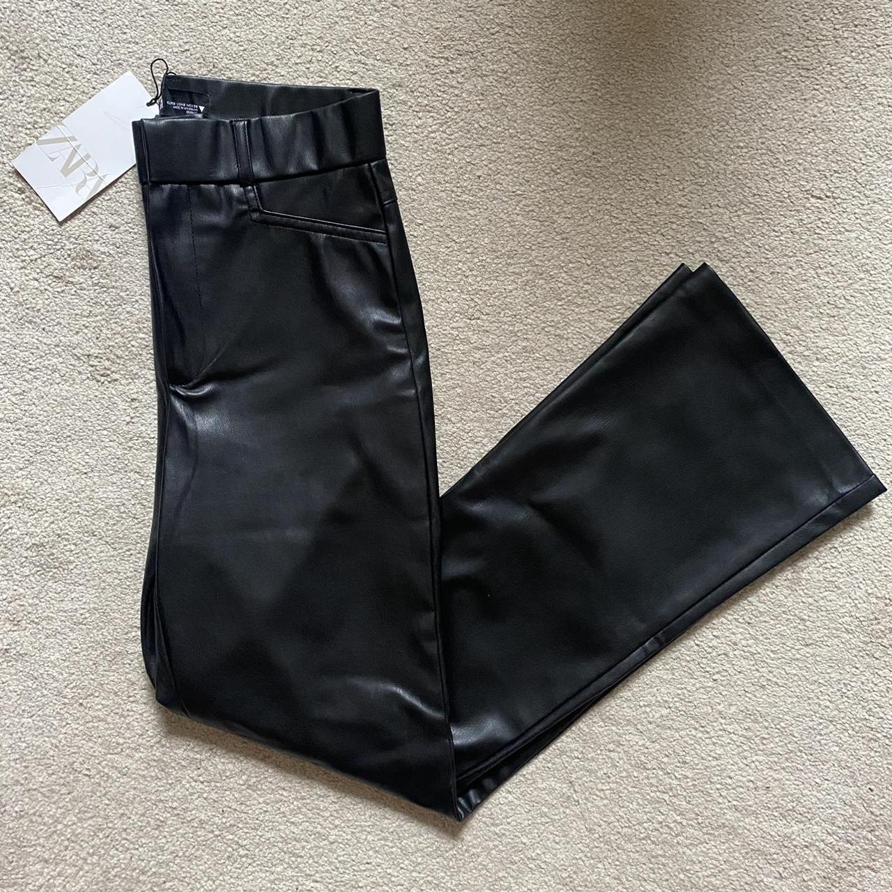 ZARA kick flare leather trousers Size small Brand... - Depop