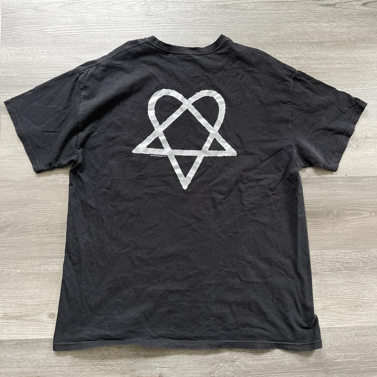 Vintage 2003 HIM Band Metal T Shirt Black Pentagram... - Depop