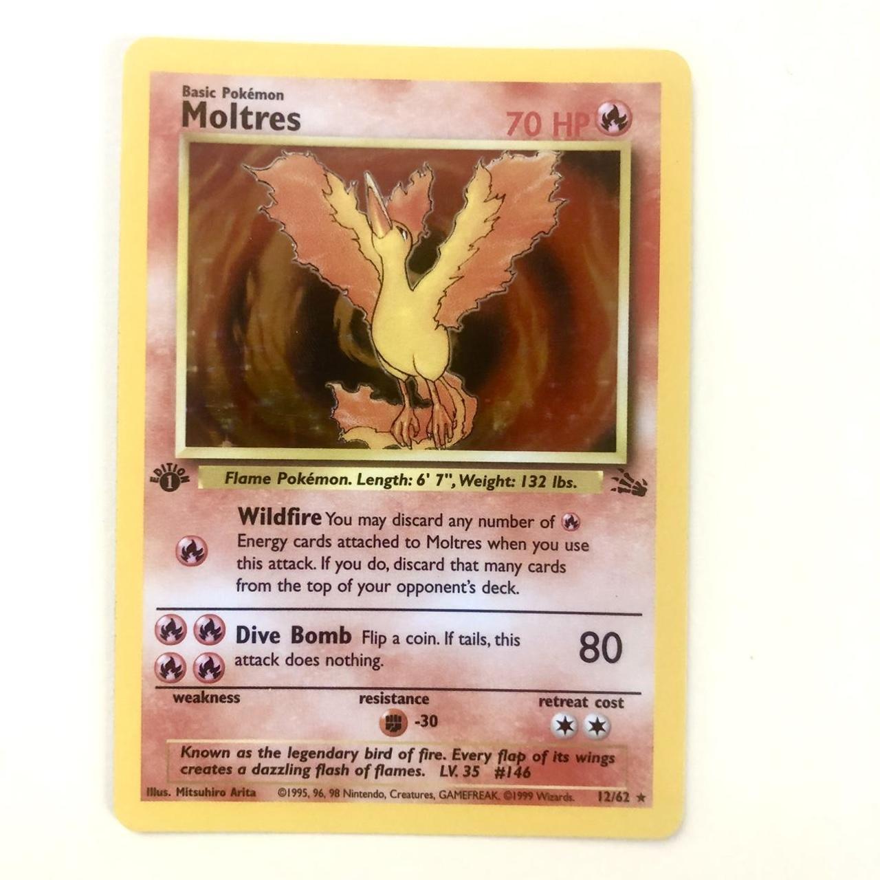 Pokémon Moltres holo 12/62 first edition. Excellent... - Depop