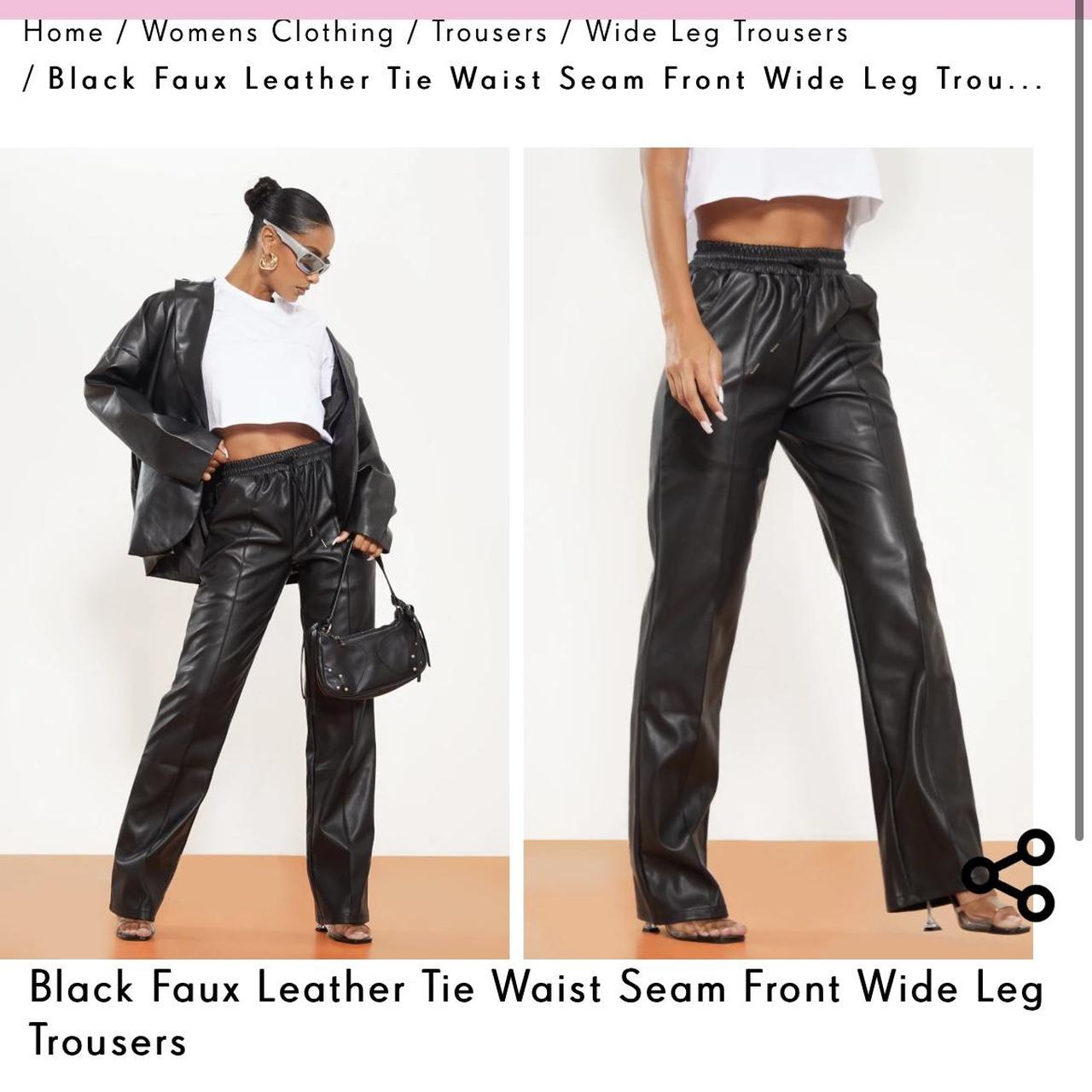 PLT Brand new lack Faux Leather Tie Waist Seam Front... - Depop