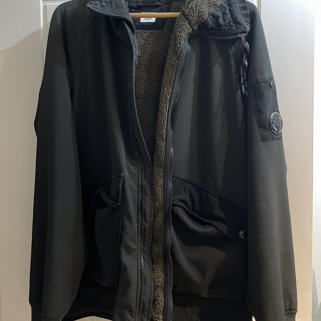 C.P companies fleece lined hooded shell jacket/coat... - Depop