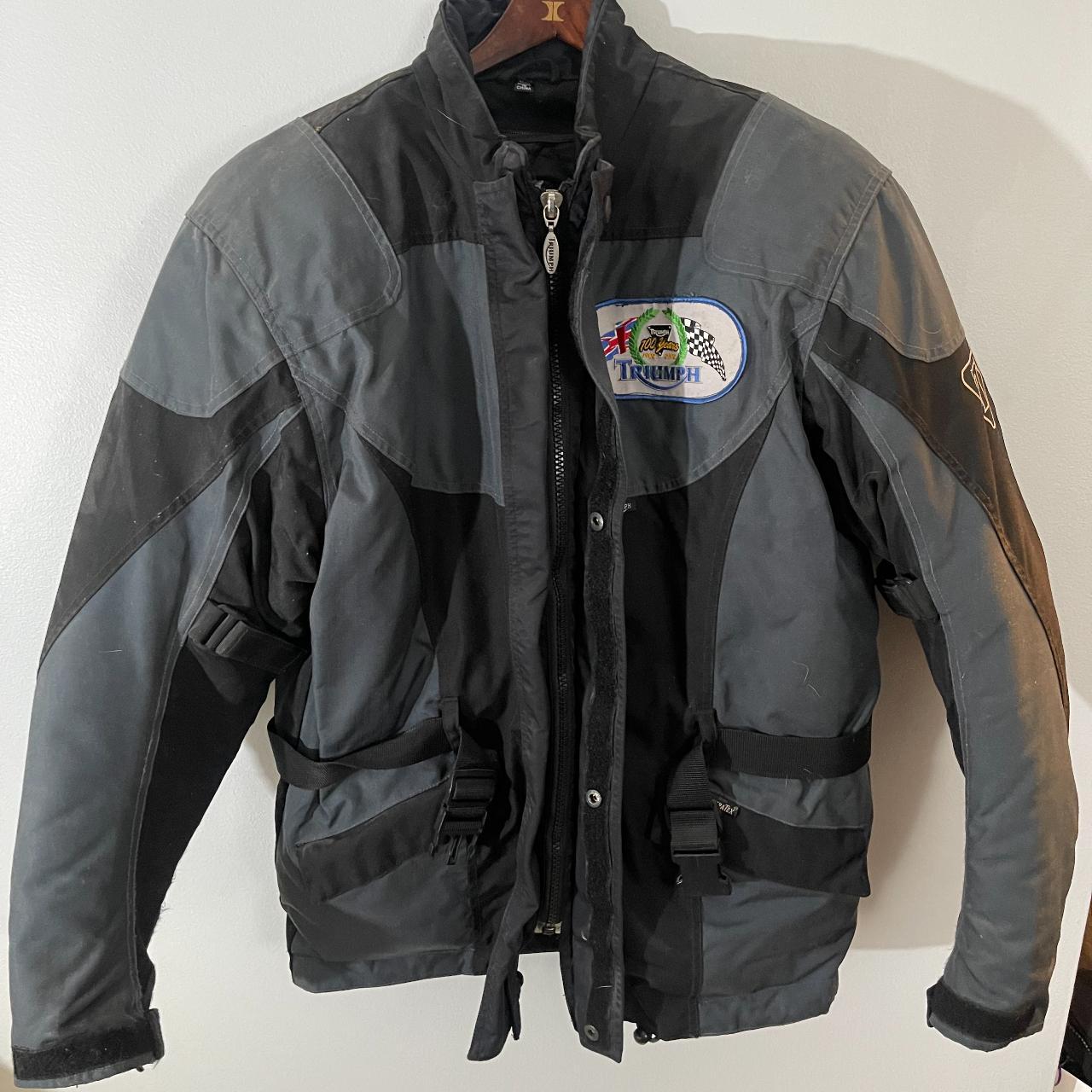 Triumph Men's Grey and Black Jacket | Depop