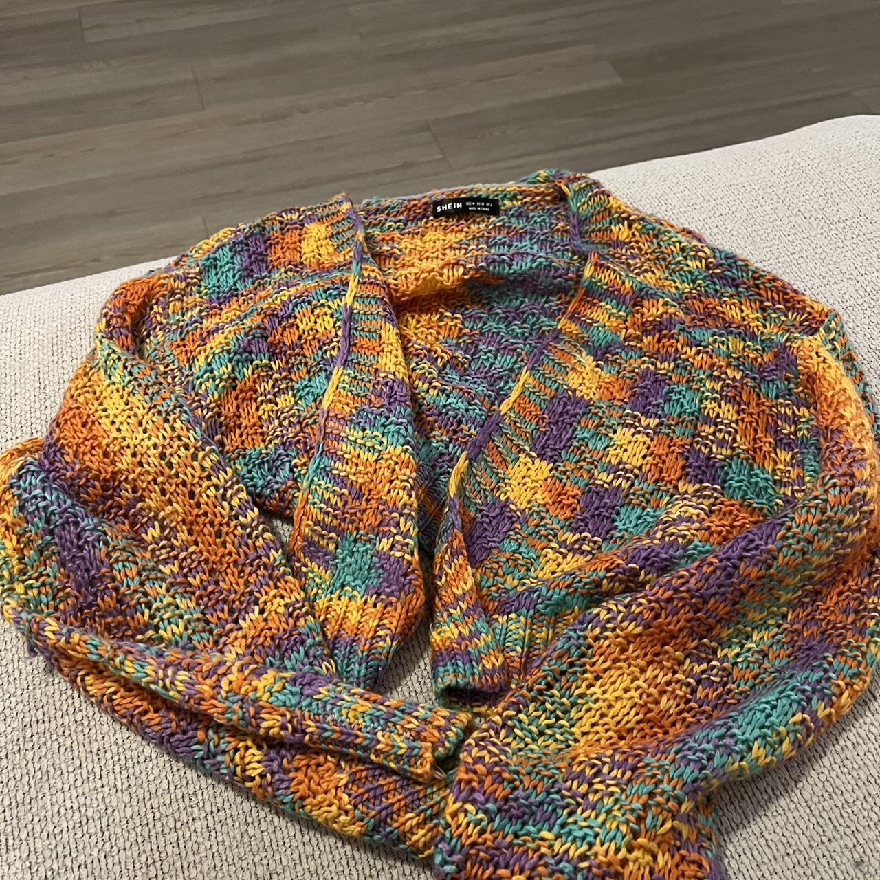 SHEIN colorful cardigan size medium never worn - Depop