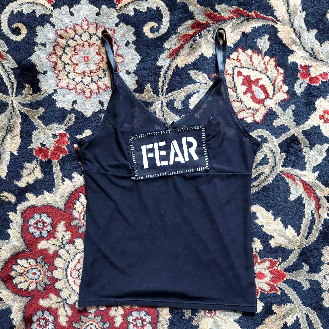 DIY PUNK FEAR Patch Black Mesh Camisole 🖤 Sz XS So... - Depop